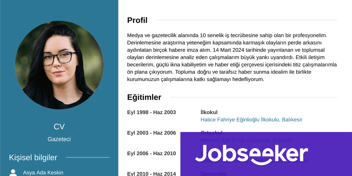 Gazeteci CV Örnekleri | Jobseeker