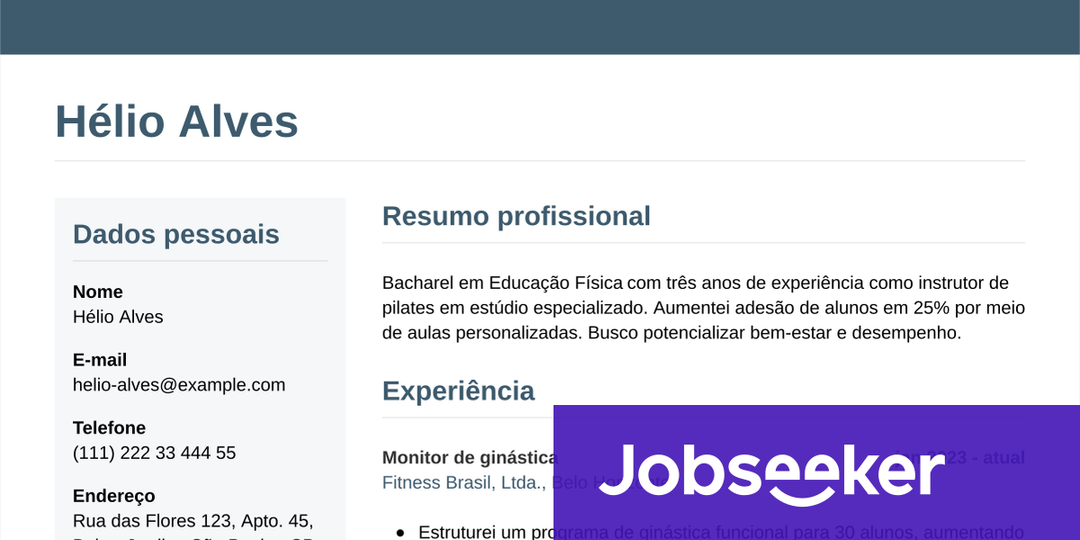 Currículo para instrutor de pilates: guia e exemplos | Jobseeker