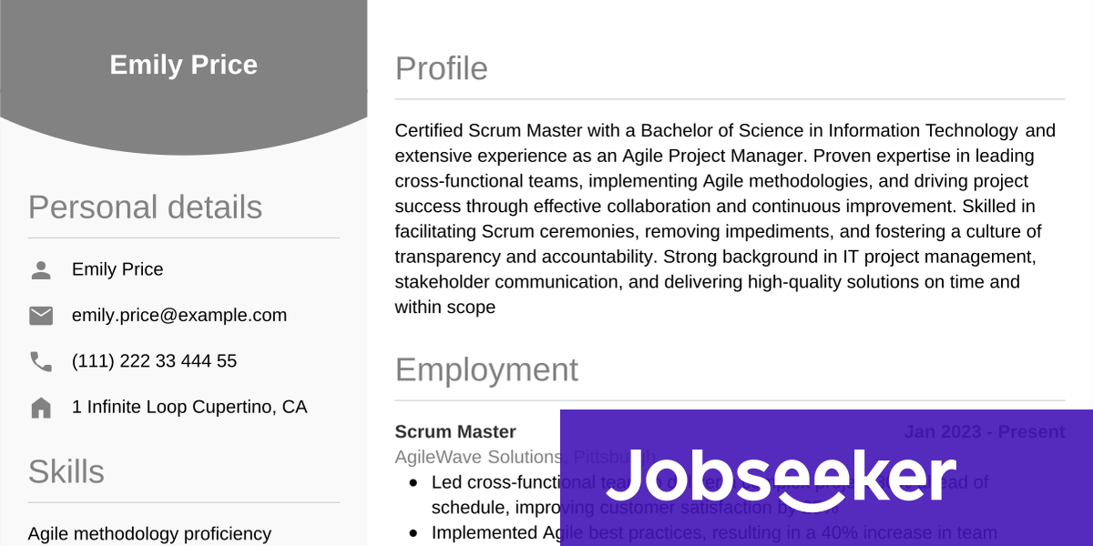 Scrum Master Resume Example | Jobseeker