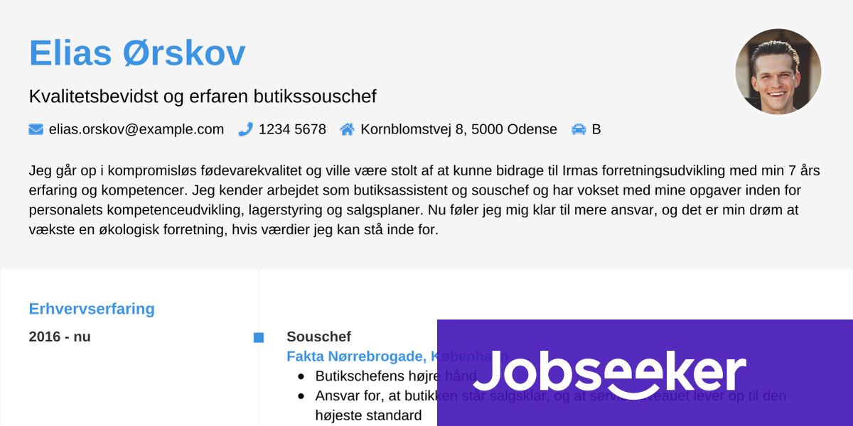 CV-eksempel butikschef og butiksassistent | Jobseeker