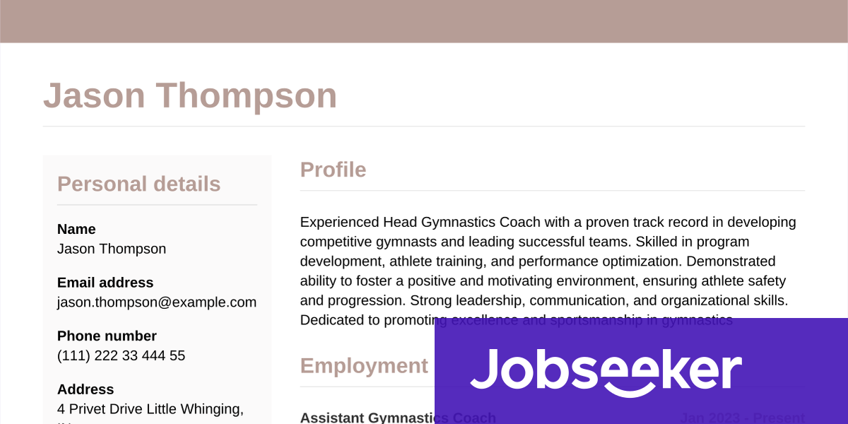 Gymnastics Coach Resume Writing Guide & Tips | Jobseeker