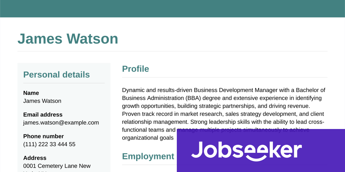 Business Development Resume Example | Jobseeker