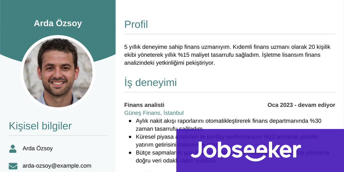 Finans uzmanı CV örneği ve hazırlama rehberi | Jobseeker