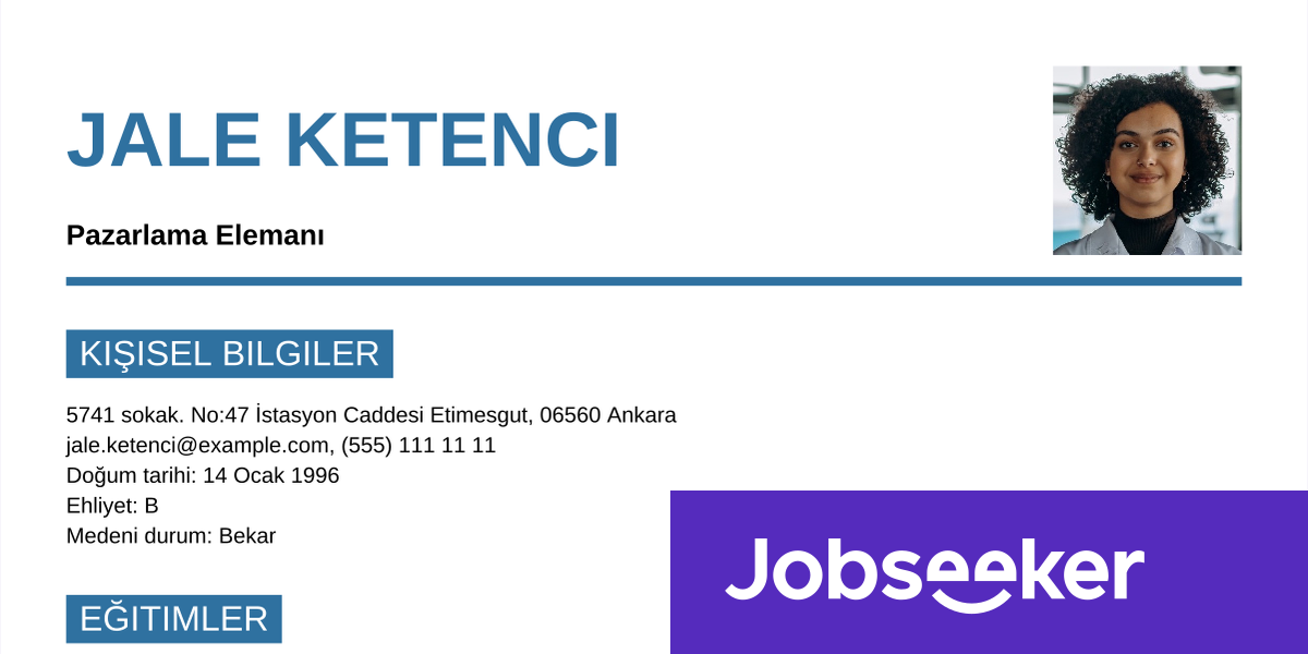 Lise CV Örneği | Jobseeker