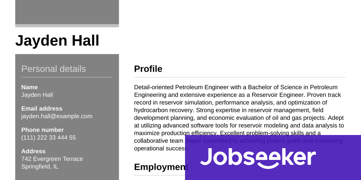 Petroleum Engineer Resume Example & Writing Guide | Jobseeker