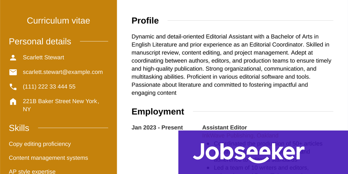 Editorial Assistant Resume Example & Guide | Jobseeker