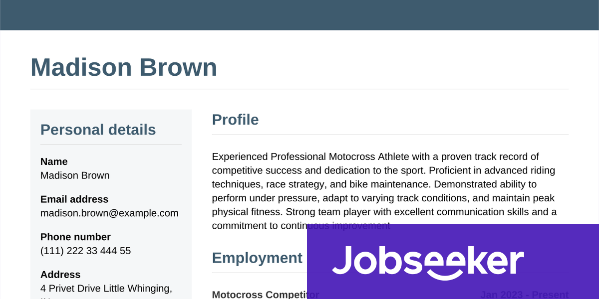 Motocross Resume Writing Guide & Tips | Jobseeker