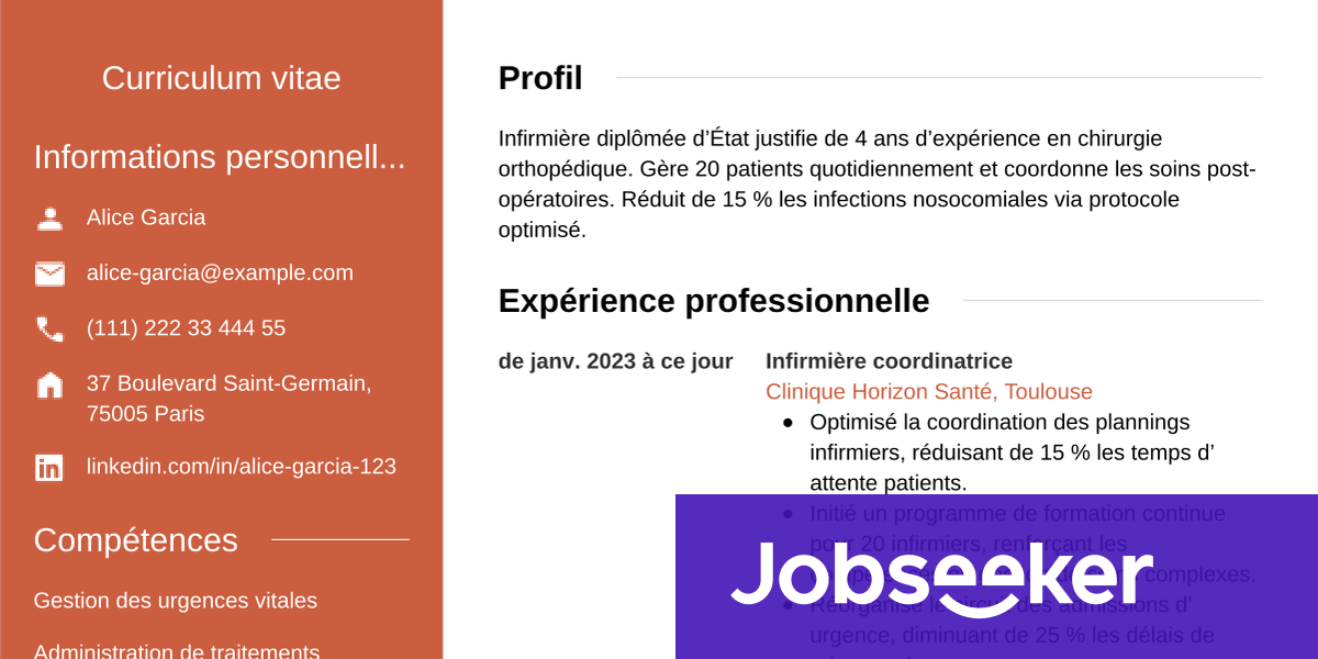 CV de infirmier : exemple et conseils | Jobseeker