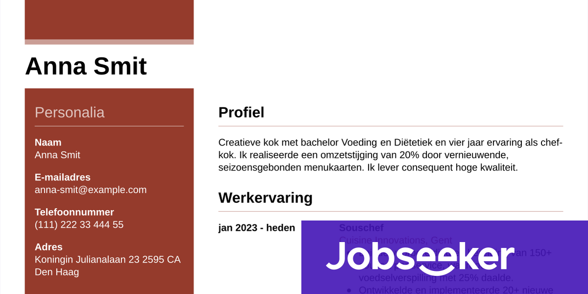 CV kok voorbeeld & tips (2026) | Jobseeker