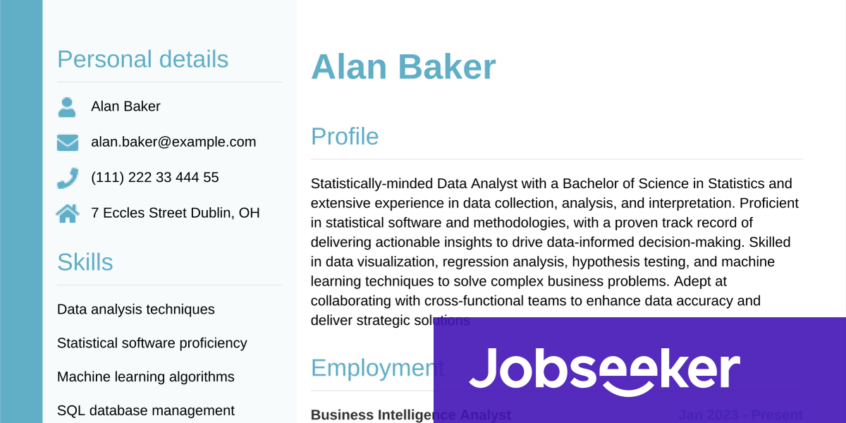 Statistician Resume Example | Jobseeker