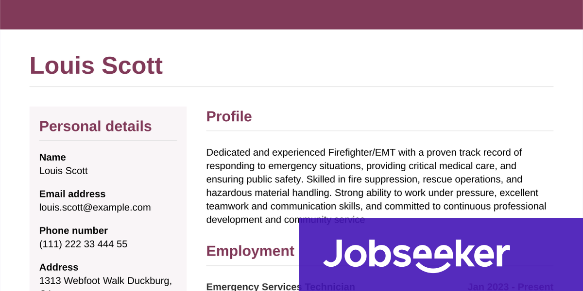 Firefighter Resume Writing Guide & Tips | Jobseeker