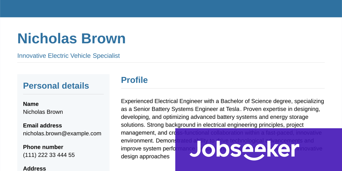 Tesla Resume Example | Jobseeker