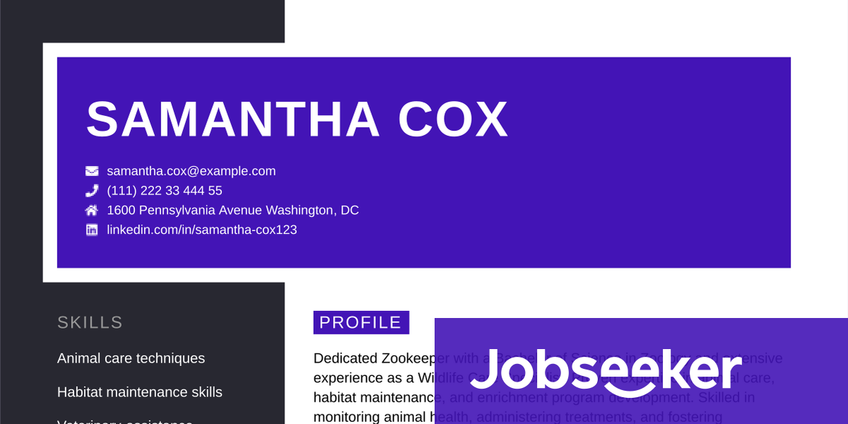 Zookeeper Resume Example | Jobseeker