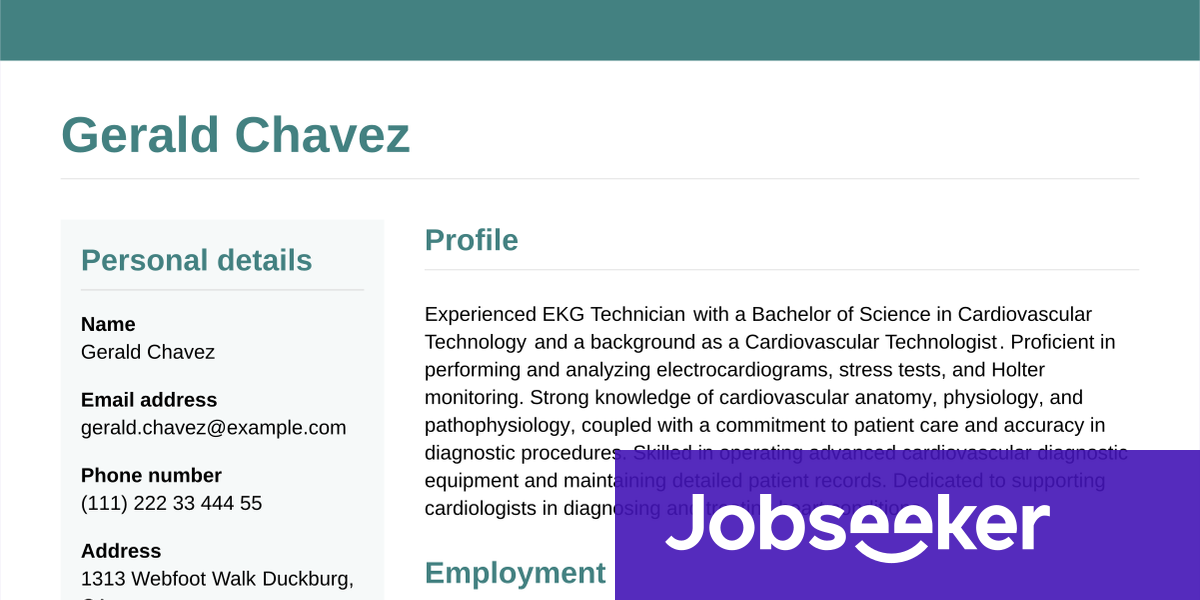 EKG Technician Resume Writing Guide & Tips | Jobseeker