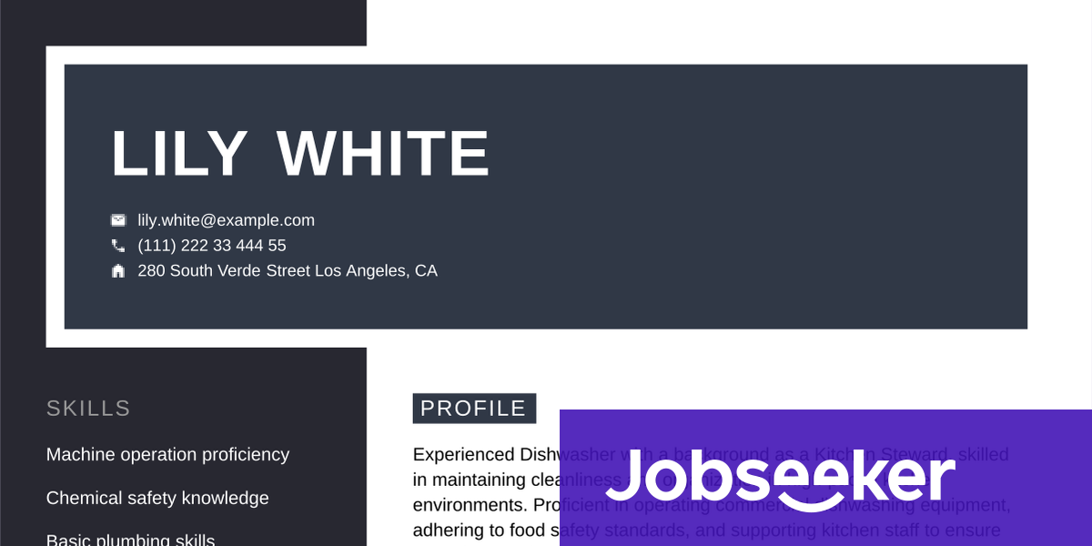 Dishwasher Resume Example & Writing Guide | Jobseeker