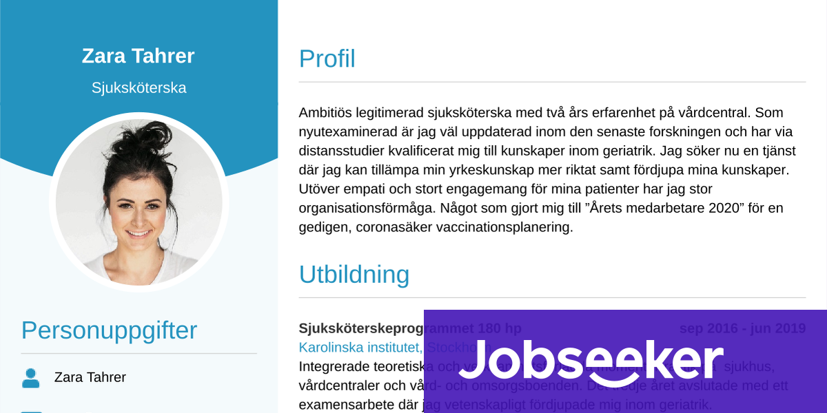 CV exempel sjuksköterska | Jobseeker