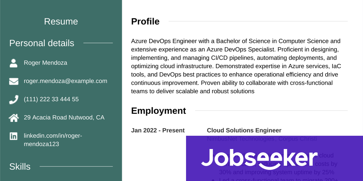 Azure DevOps Resume Example | Jobseeker