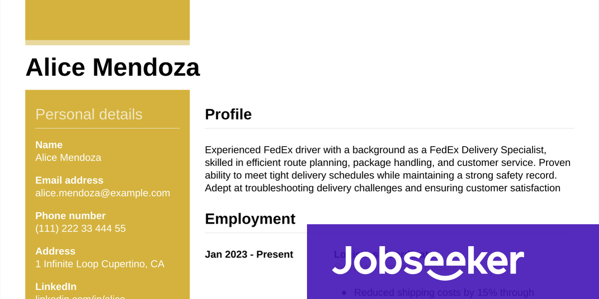 FedEx Driver Resume Writing Guide & Tips | Jobseeker
