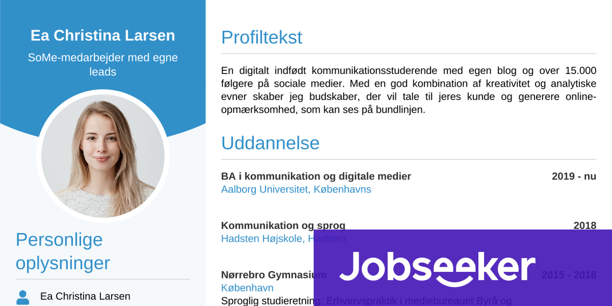 CV-eksempel studerende og kvote 2-ansøgere | Jobseeker