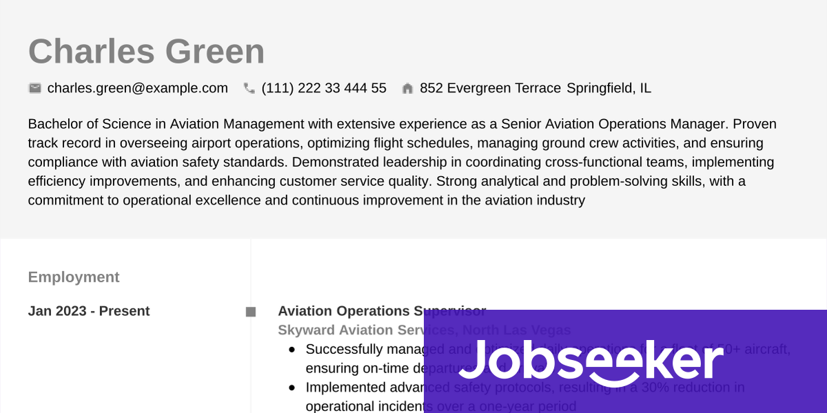 Aviation Resume Example & Writing Guide | Jobseeker