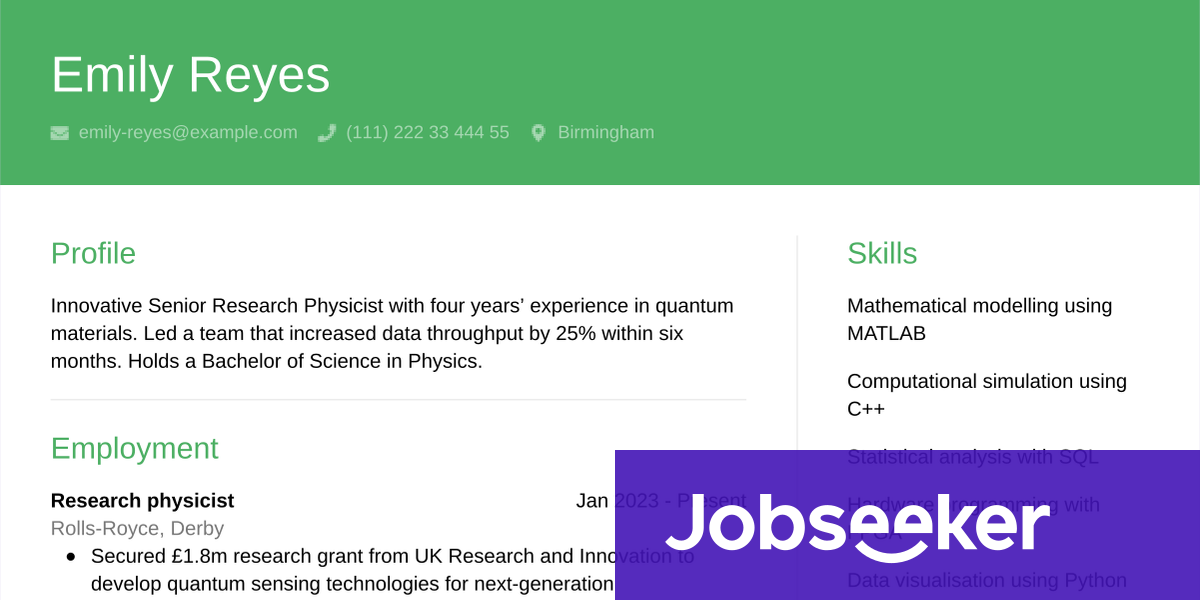 Physics CV Writing Guide & Tips | Jobseeker