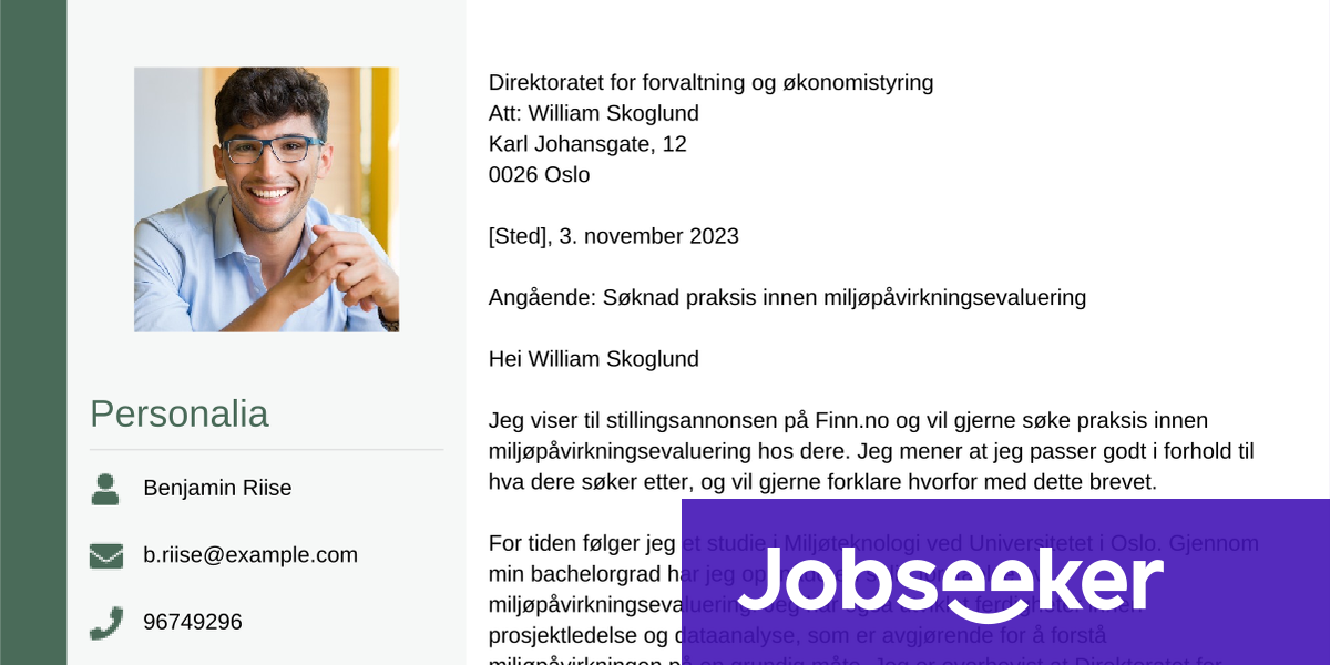 Praksisplass jobbsøknad eksempel | Jobseeker