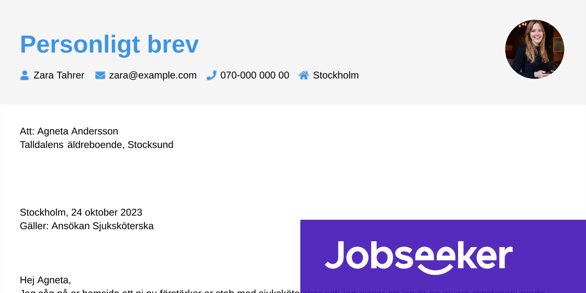 Sjuksköterska Personligt brev Exempel | Jobseeker