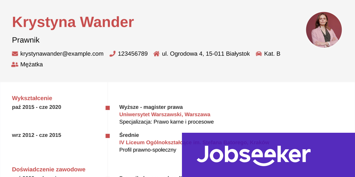 CV prawnika – przykład | Jobseeker