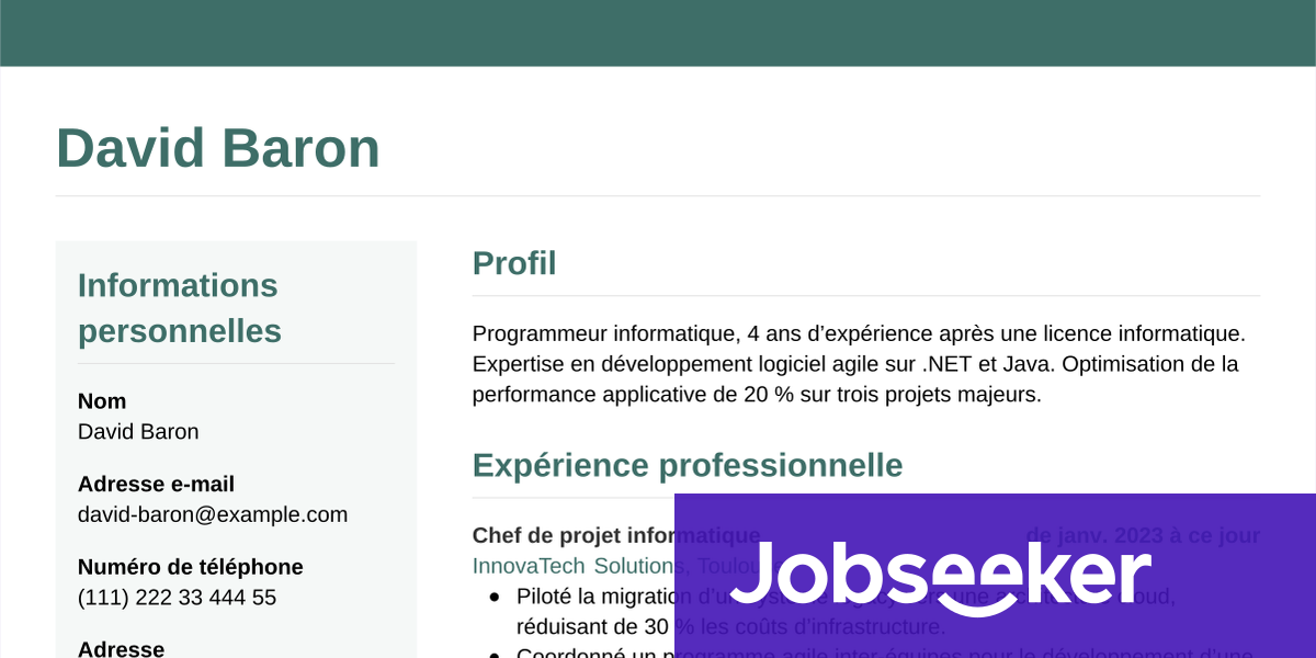 CV de programmeur : exemple et conseils | Jobseeker
