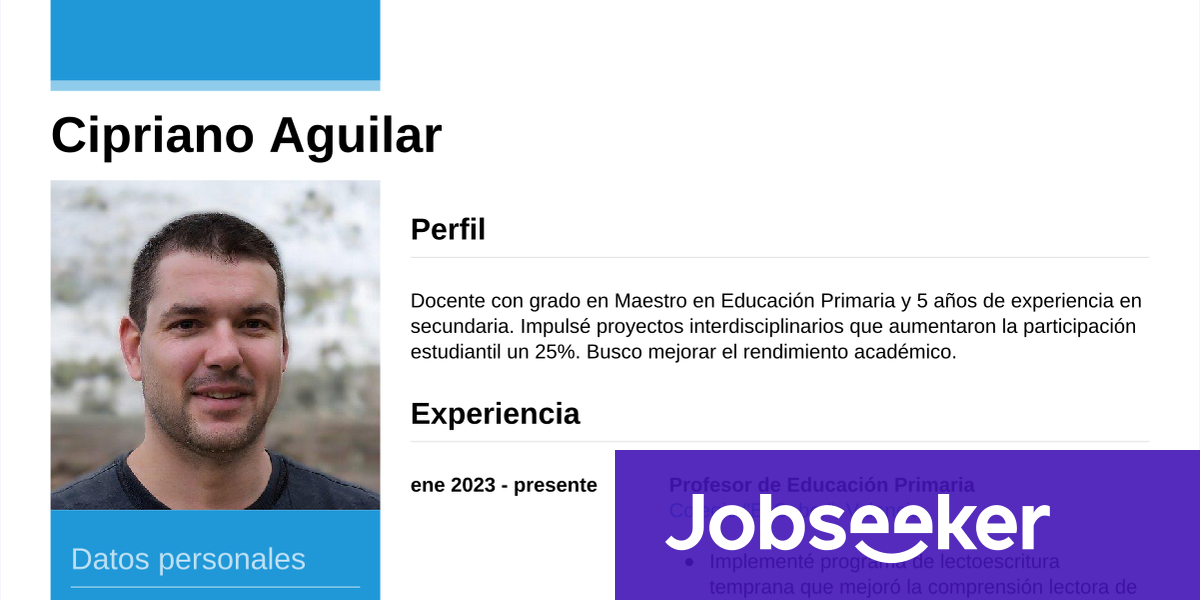 Currículum de docente en Argentina ejemplo | Jobseeker