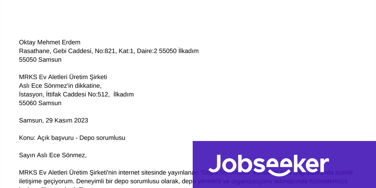 Lise Ön Yazı Örneği | Jobseeker