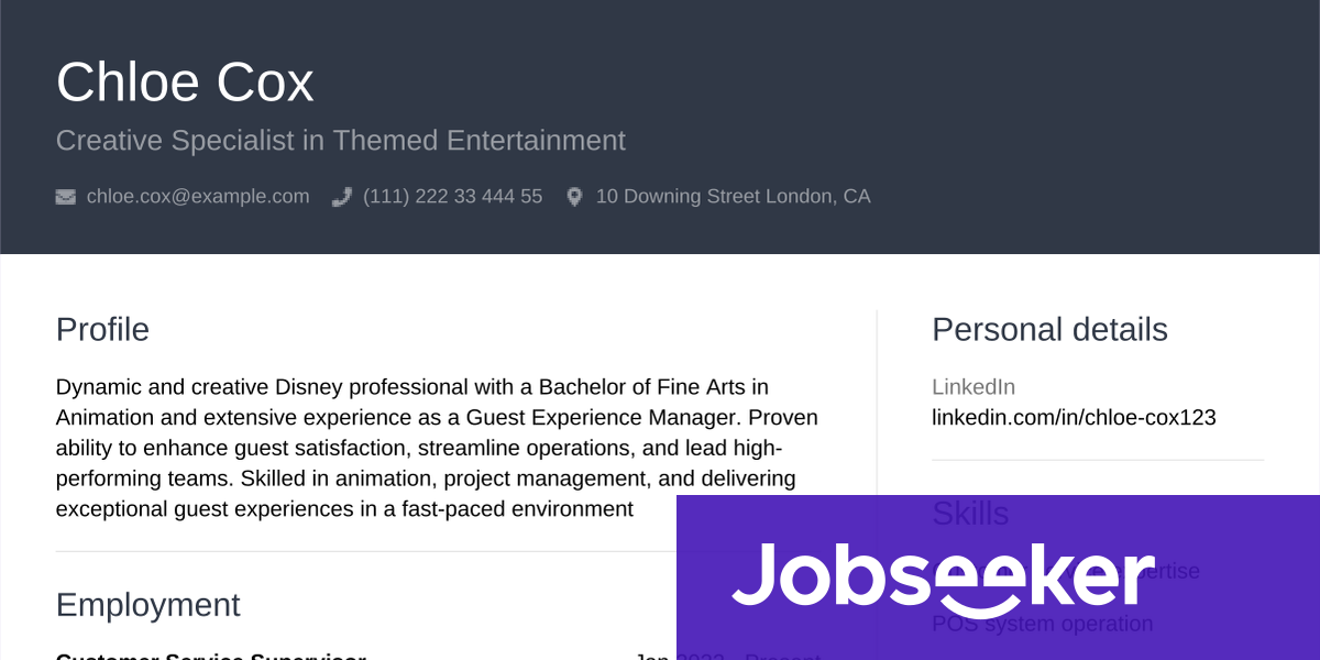Disney Resume Example | Jobseeker