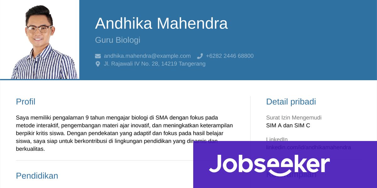 Contoh CV Guru | Jobseeker