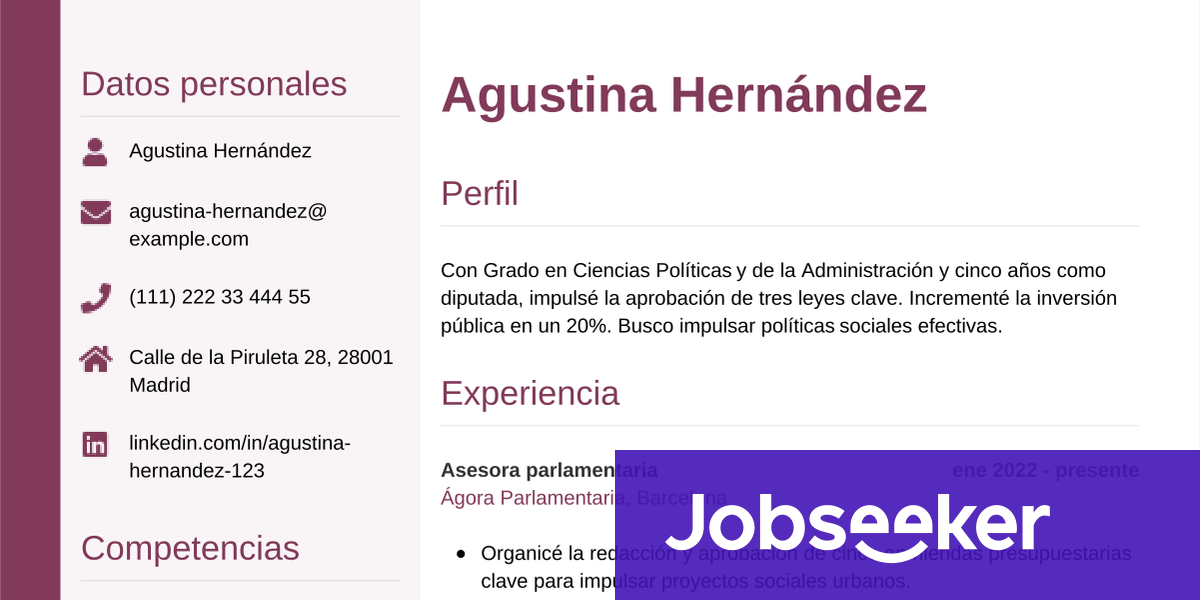 Currículum de político ejemplo y consejos | Jobseeker