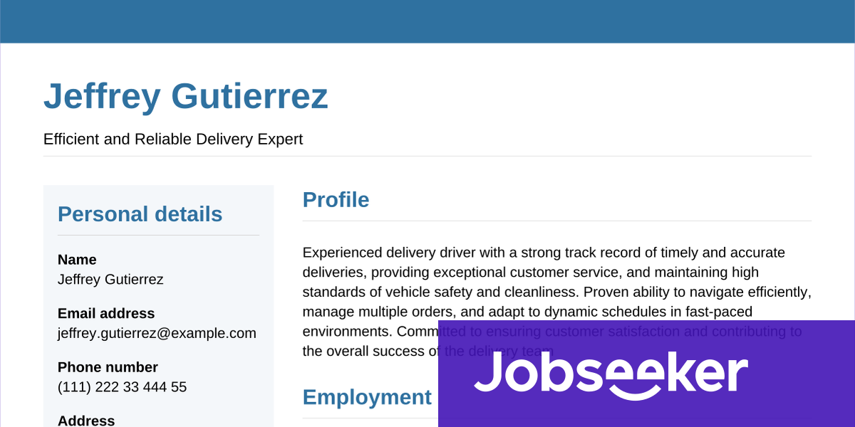 Uber Eats Resume Example | Jobseeker