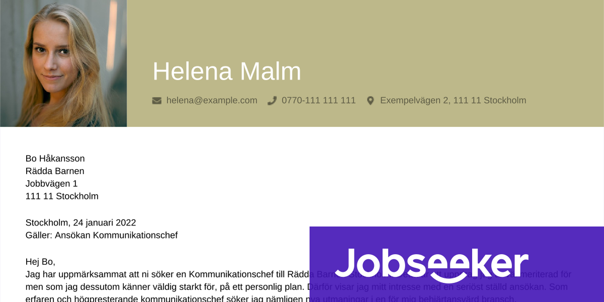Chef Personligt brev Exempel | Jobseeker