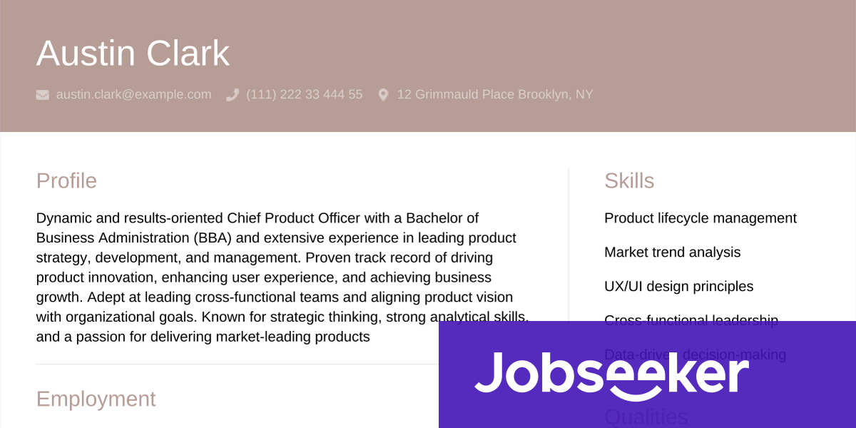 Chief Product Officer Resume Example & Guide | Jobseeker