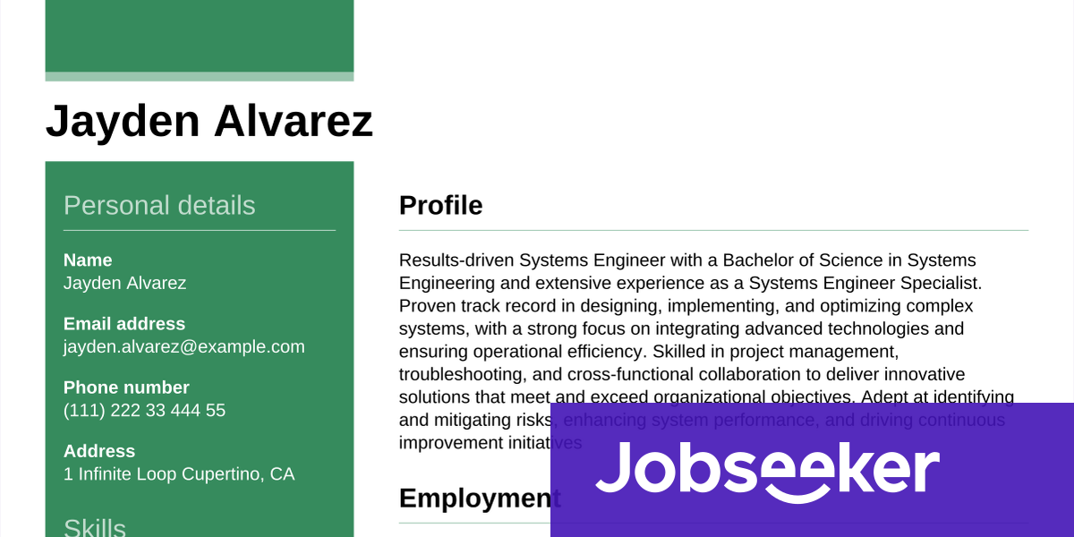 Systems Engineer Resume Example & Writing Guide | Jobseeker