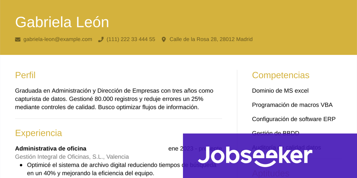 Currículum de capturista de datos ejemplo y consejos | Jobseeker