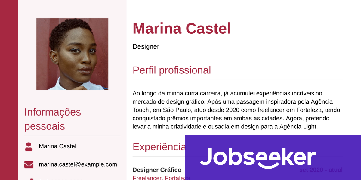 Exemplo de currículo de designer | Jobseeker