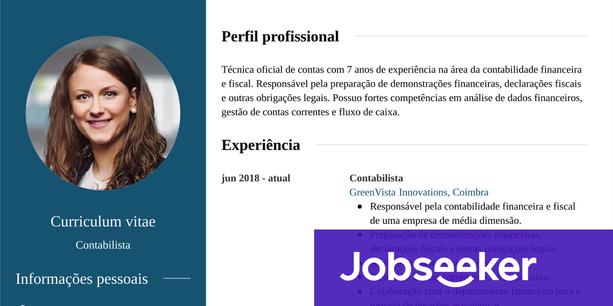Exemplo de curriculum vitae de um contabilista | Jobseeker
