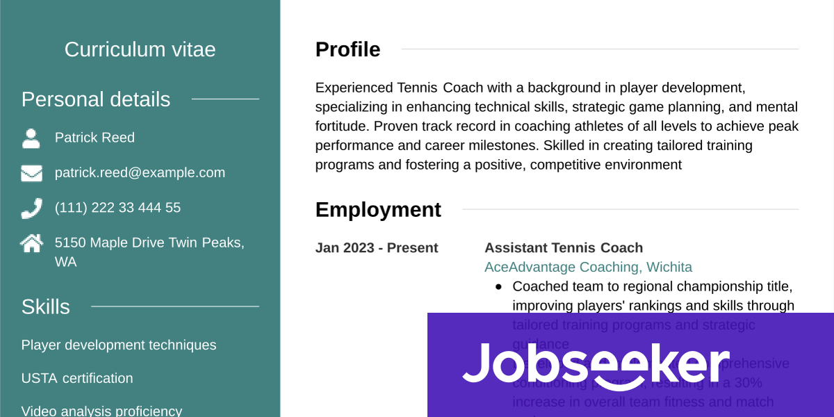 Tennis Coach Resume Writing Guide & Tips | Jobseeker