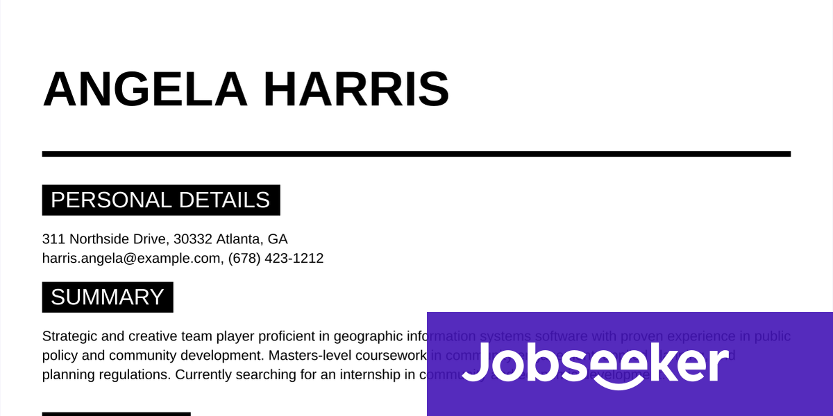 Internship Resume Example | Jobseeker