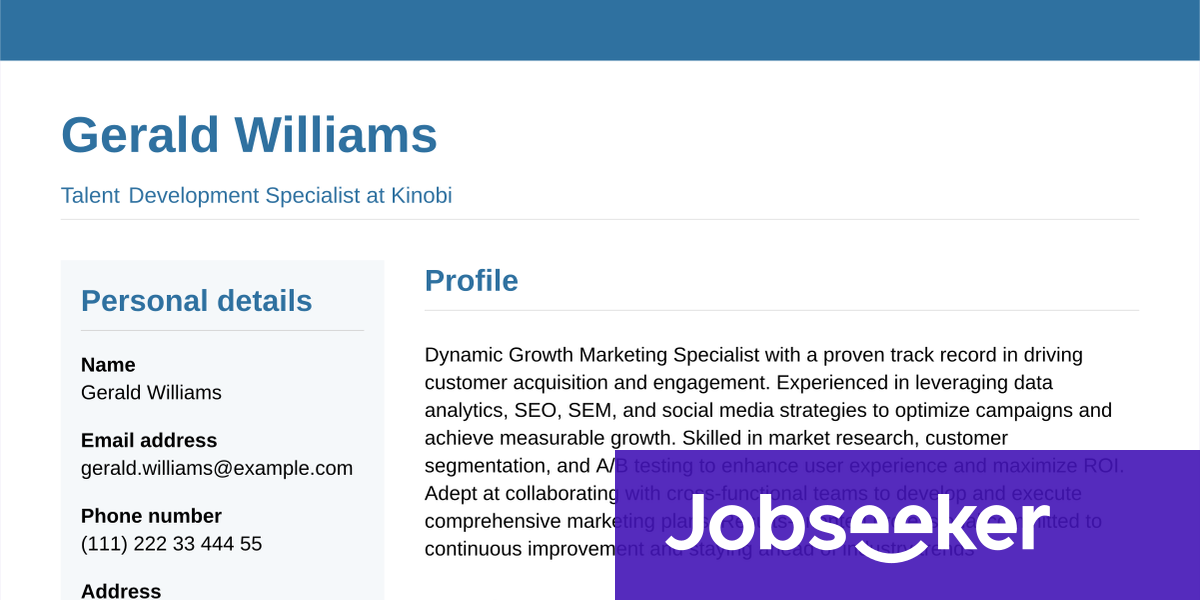 Kinobi Resume Example | Jobseeker