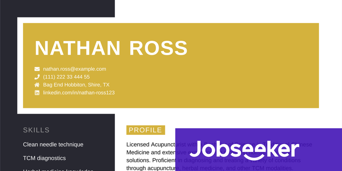 Acupuncturist Resume Example | Jobseeker