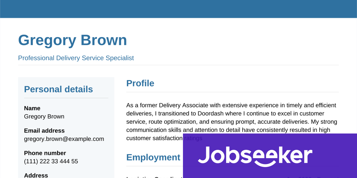 DoorDash Resume Example | Jobseeker