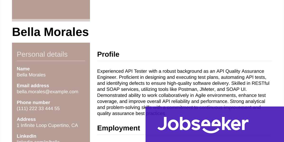 API Testing Resume Example | Jobseeker