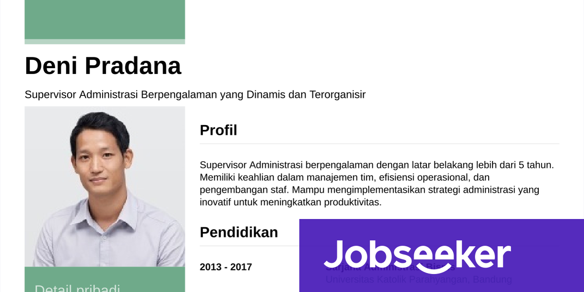 Contoh CV Staff Administrasi | Jobseeker