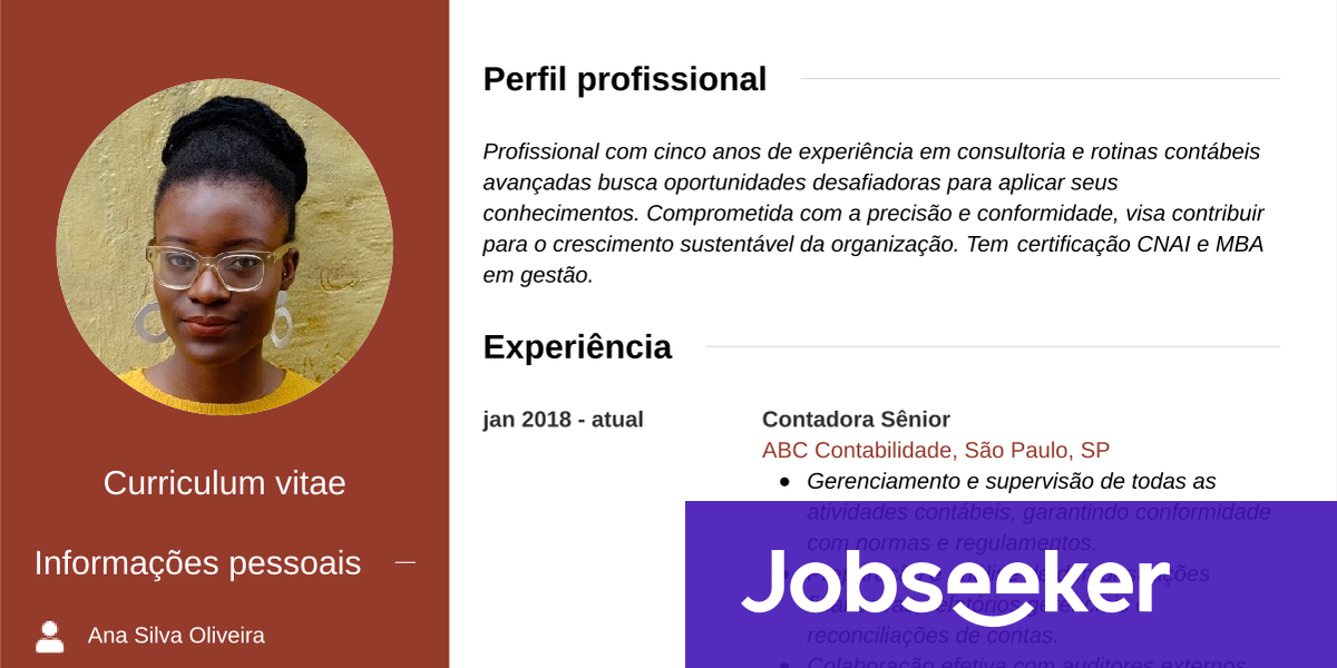 Exemplo de currículo para contador | Jobseeker
