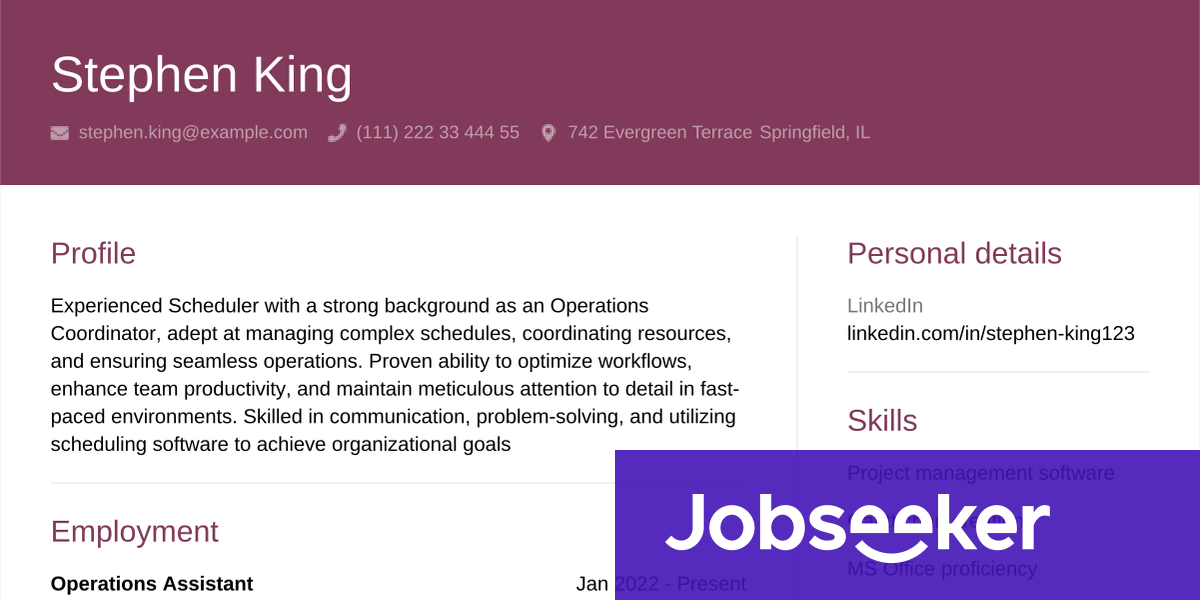 Scheduler Resume Writing Guide & Tips | Jobseeker